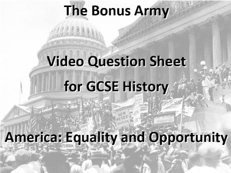 Bonus Army Video Question Sheet | Teaching Resources