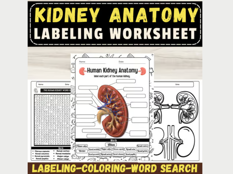 Label the Parts of Human Kidney Anatomy: End of The year Activities ...