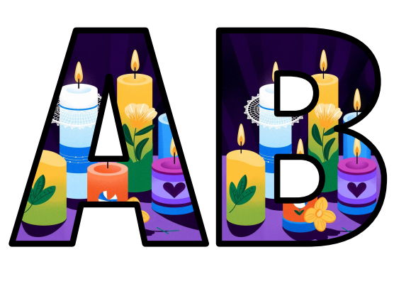 Colored Candles Burning Flames Lettering Set Display Title Letters ...