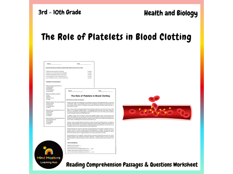 The Role of Platelets in Blood Clotting Reading Comprehension Passages ...