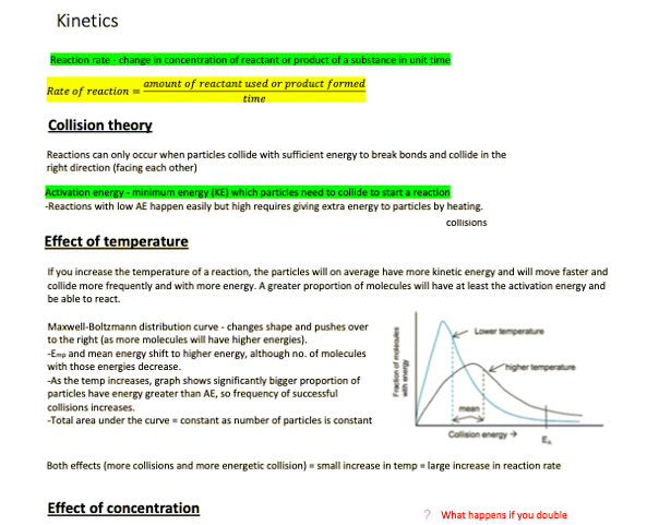 AQA A-Level Chemistry – Kinetics A* Notes (New Spec) | Teaching Resources