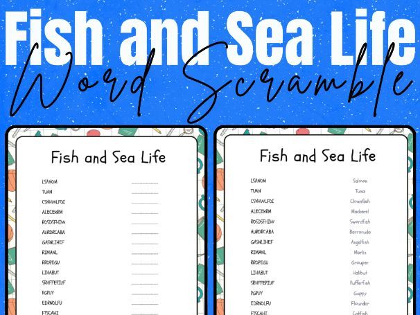 Fish and Sea Life - Word Search, Scramble & Reverse Search Fun! No Prep ...