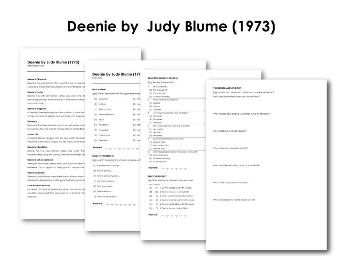 Deenie by Judy Blume (1973) | Teaching Resources