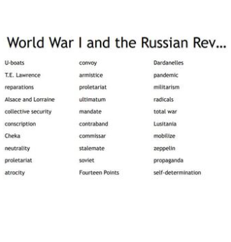 "World War I and the Russian Revolution" Bingo for a World History ...
