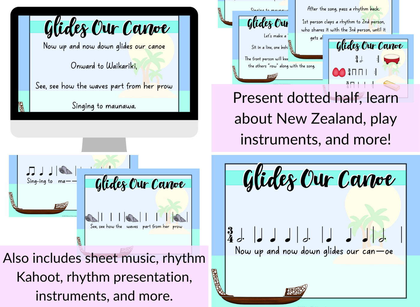 Glides Our Canoe // Maori Folk Song Google Slides Lesson for Dotted ...