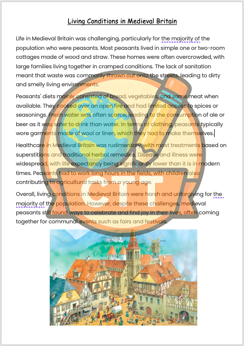 OCR Entry Level History - People's Health - Living Conditions in ...