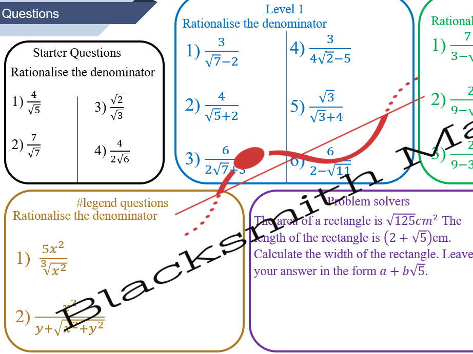 Rationalising the denominator (Binomials) - lesson bundle | Teaching ...