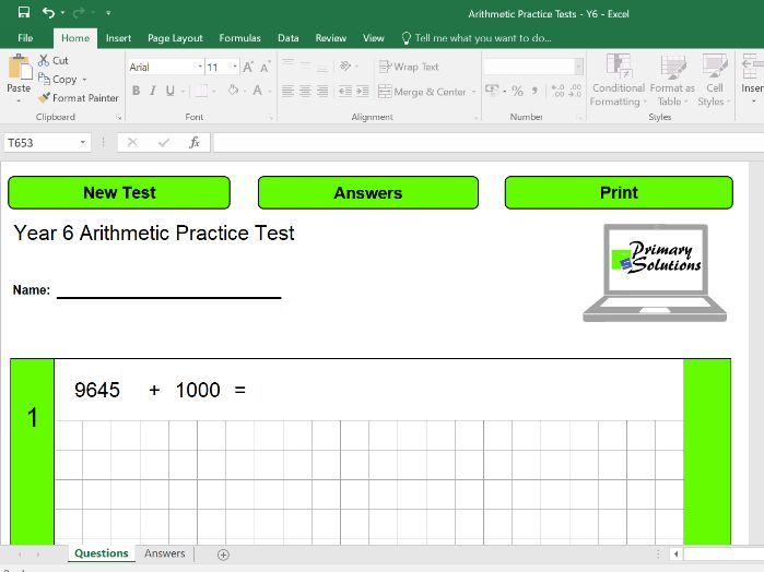Year 6 Arithmetic Test Generator Teaching Resources