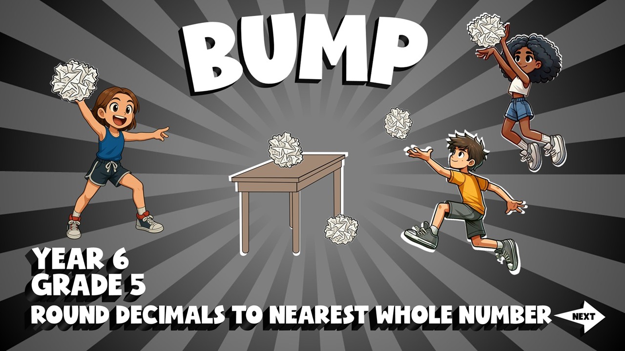 Round Decimals to Nearest Whole Number BUMP Maths Game | No-Prep Year 6 ...