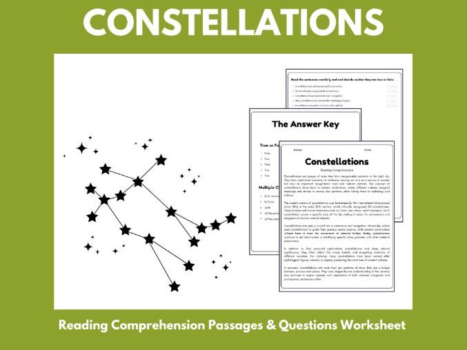 Constellations: Reading Comprehension Passages & Questions Worksheets ...
