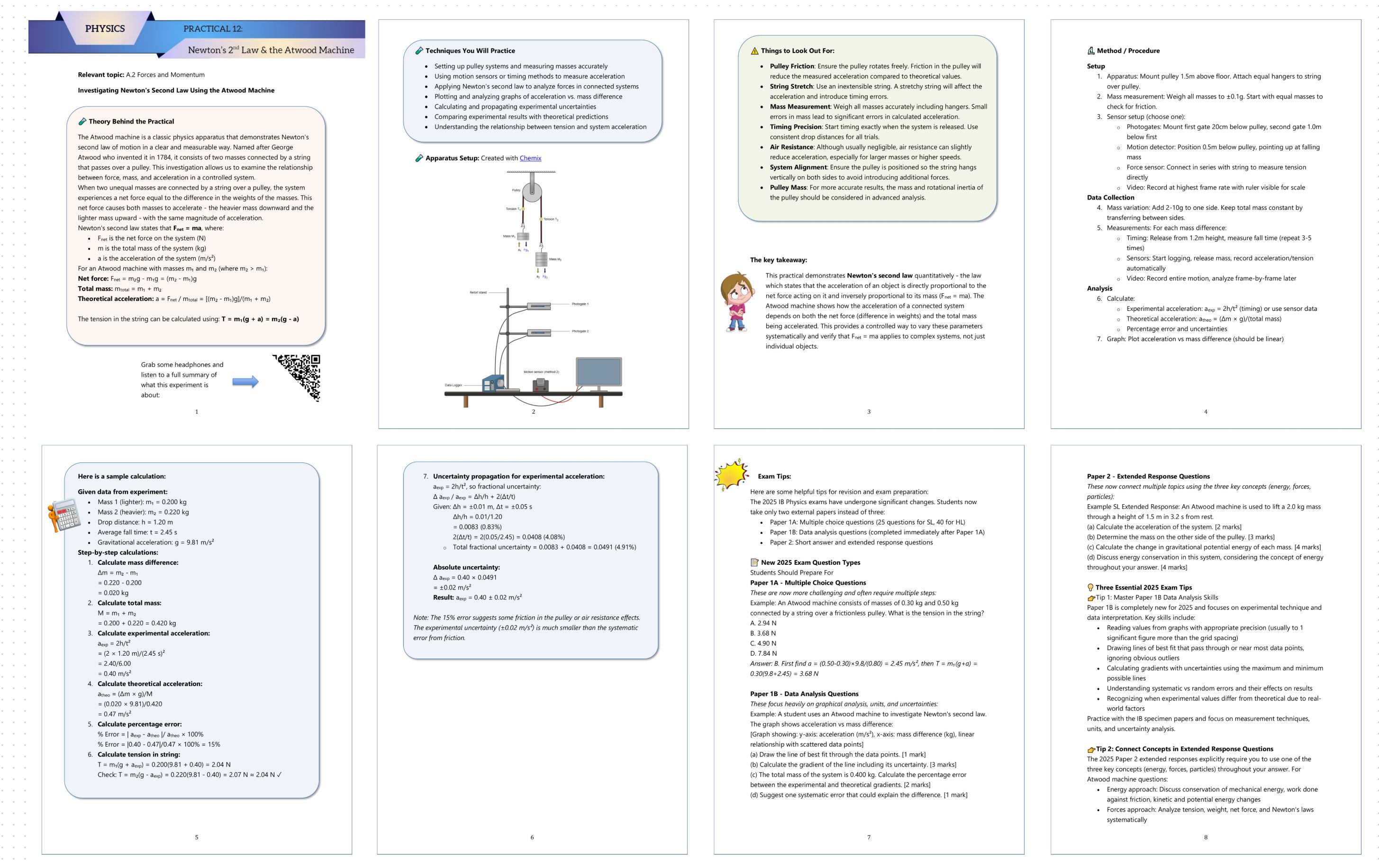 IB DP Physics The Atwood Machine and Newton’s Second Law Pre-Lab Notes ...