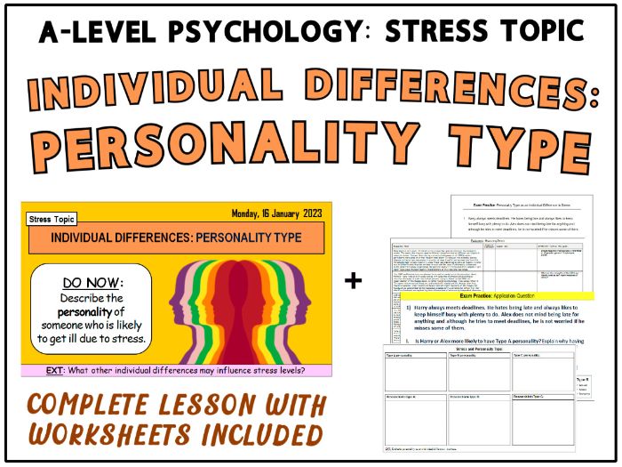 INDIVIDUAL DIFFERENCES IN STRESS LESSON BUNDLE: Personality type ...