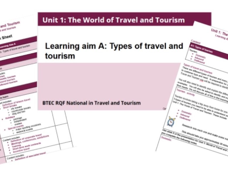 BTEC National in Travel and Tourism - Unit 1: The World of Travel and ...