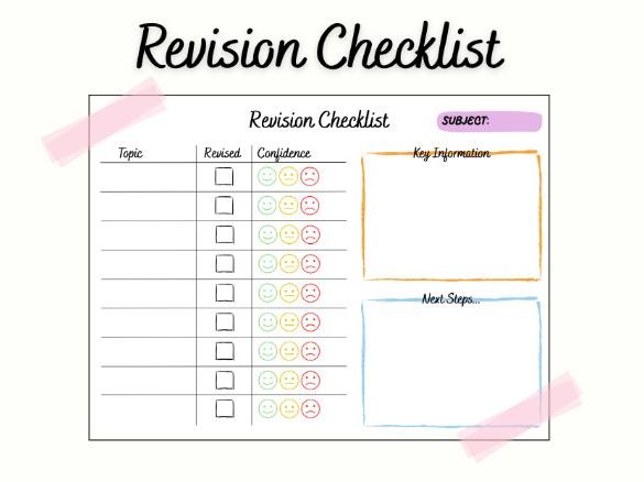 Revision Checklist | Teaching Resources