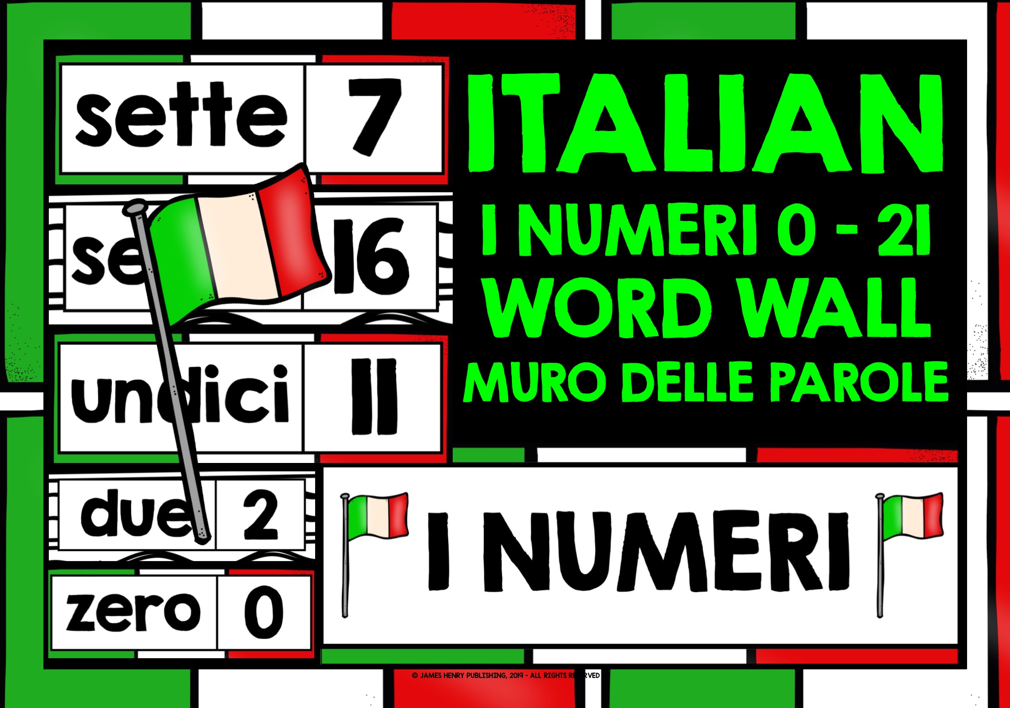 ITALIAN NUMBERS 0 21 WORD WALL Teaching Resources