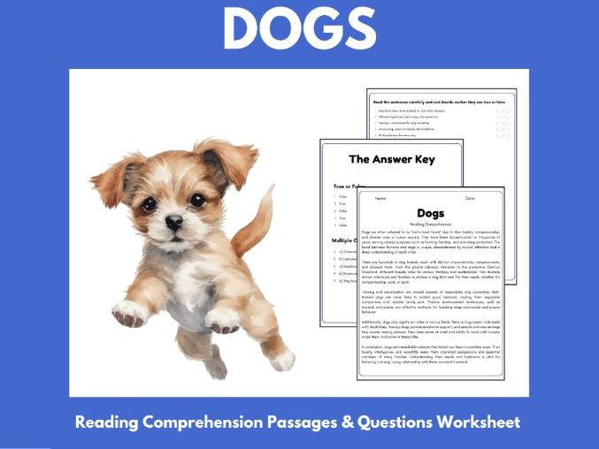 Dogs: Reading Comprehension Passages & Questions Worksheets | Teaching ...