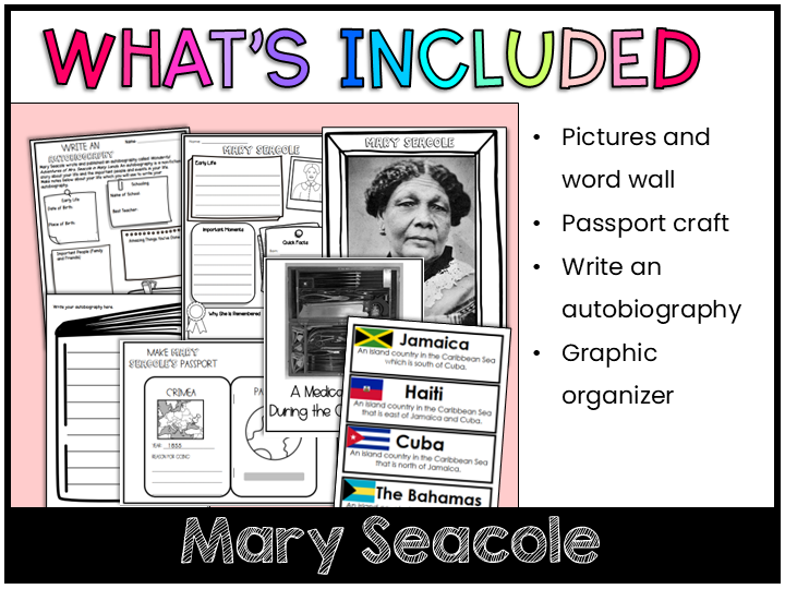 Mary Seacole Activity Pack Reading Comprehension Crafts | Teaching ...