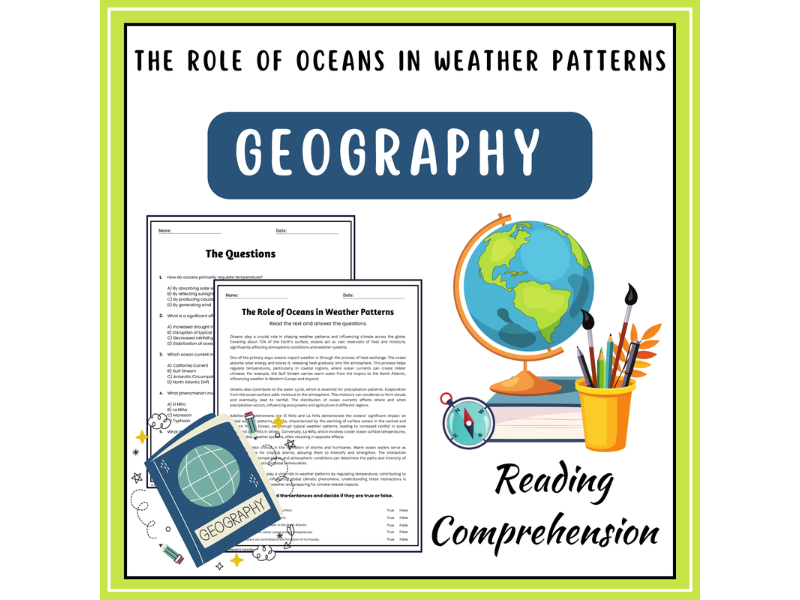 The Role of Oceans in Weather Patterns Reading Comprehension Passages ...