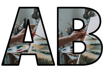 Artist Painting Canvas Watercolor Paint Lettering Set Display Title ...