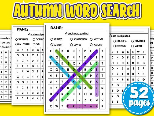 Autumn Vocabulary Activities Autumn Word Search Puzzle Book Answer 