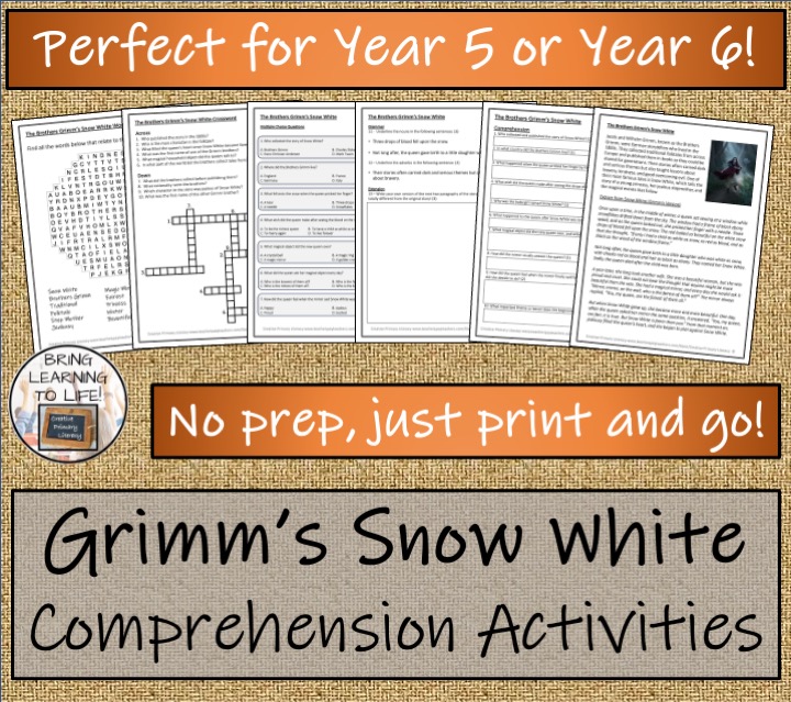 Brothers Grimm's Snow White Reading Comprehension | Year 5 or Year 6 ...