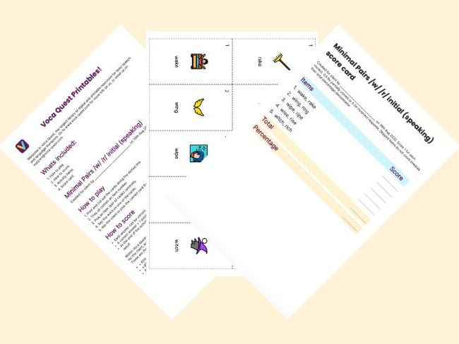 Minimal Pairs /w/ /r/ initial - Voca Quest Printable | Teaching Resources
