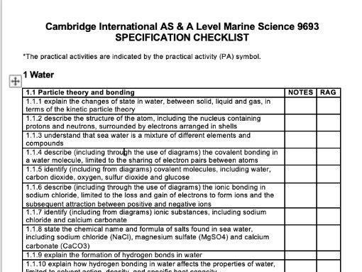 Cambridge International A Level Marine Science 9693 SPECIFICATION ...