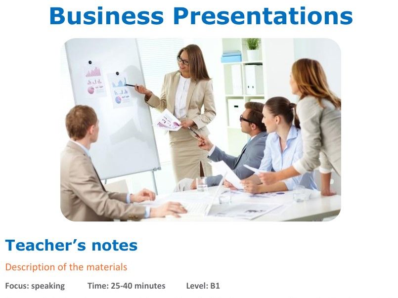 Business presentations - discussion questions | Teaching Resources