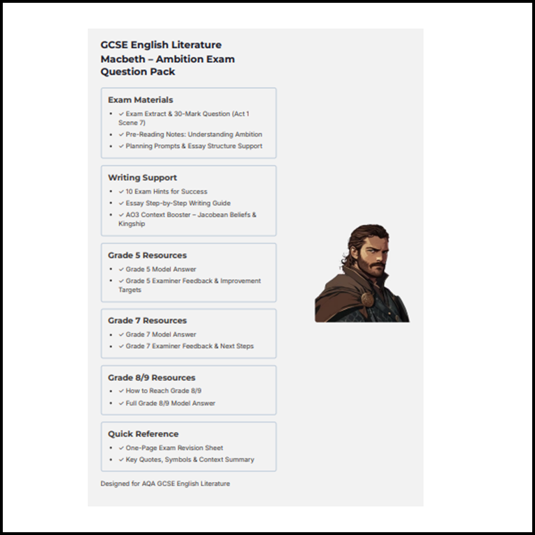 GCSE Macbeth – Ambition Exam Practice Pack | Model Answers & Examiner ...