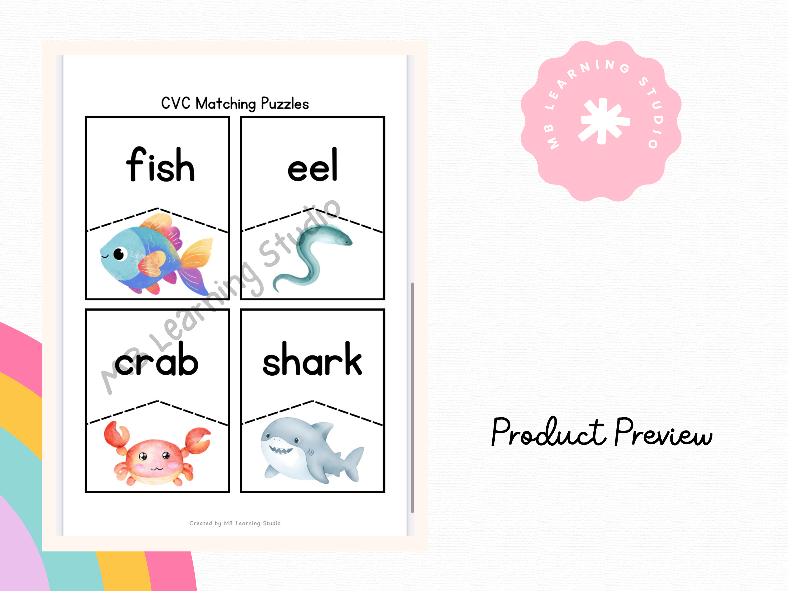 Ocean CVC Word Puzzle – Phonics Activity for EYFS, KS1, Pre-K ...
