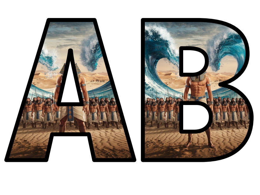 Pharoah Moses Parts the Red Sea Enemy Lettering Set Display Title ...