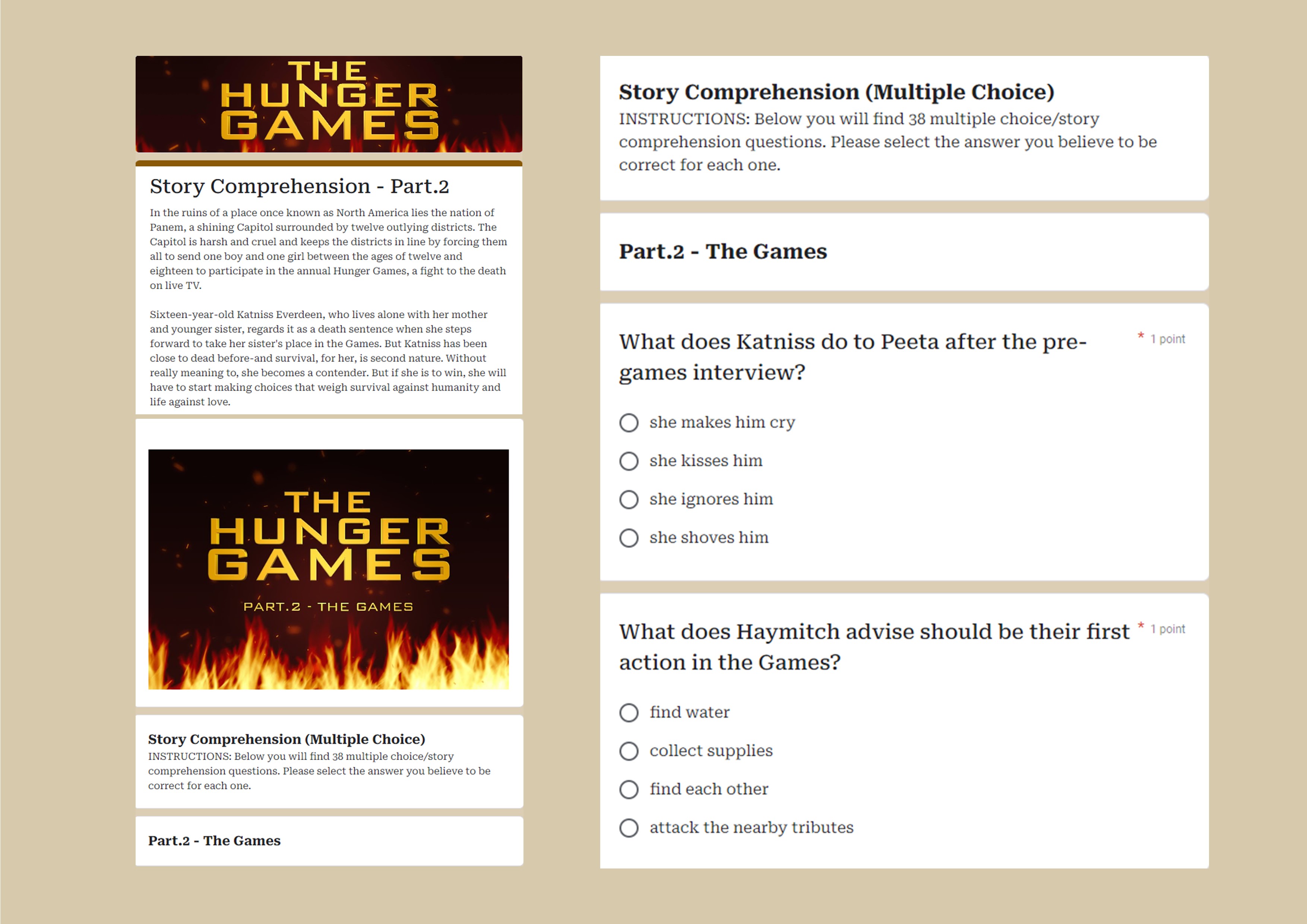 Story Comprehension: The Ultimate Quiz for The Hunger Games - Literary ...