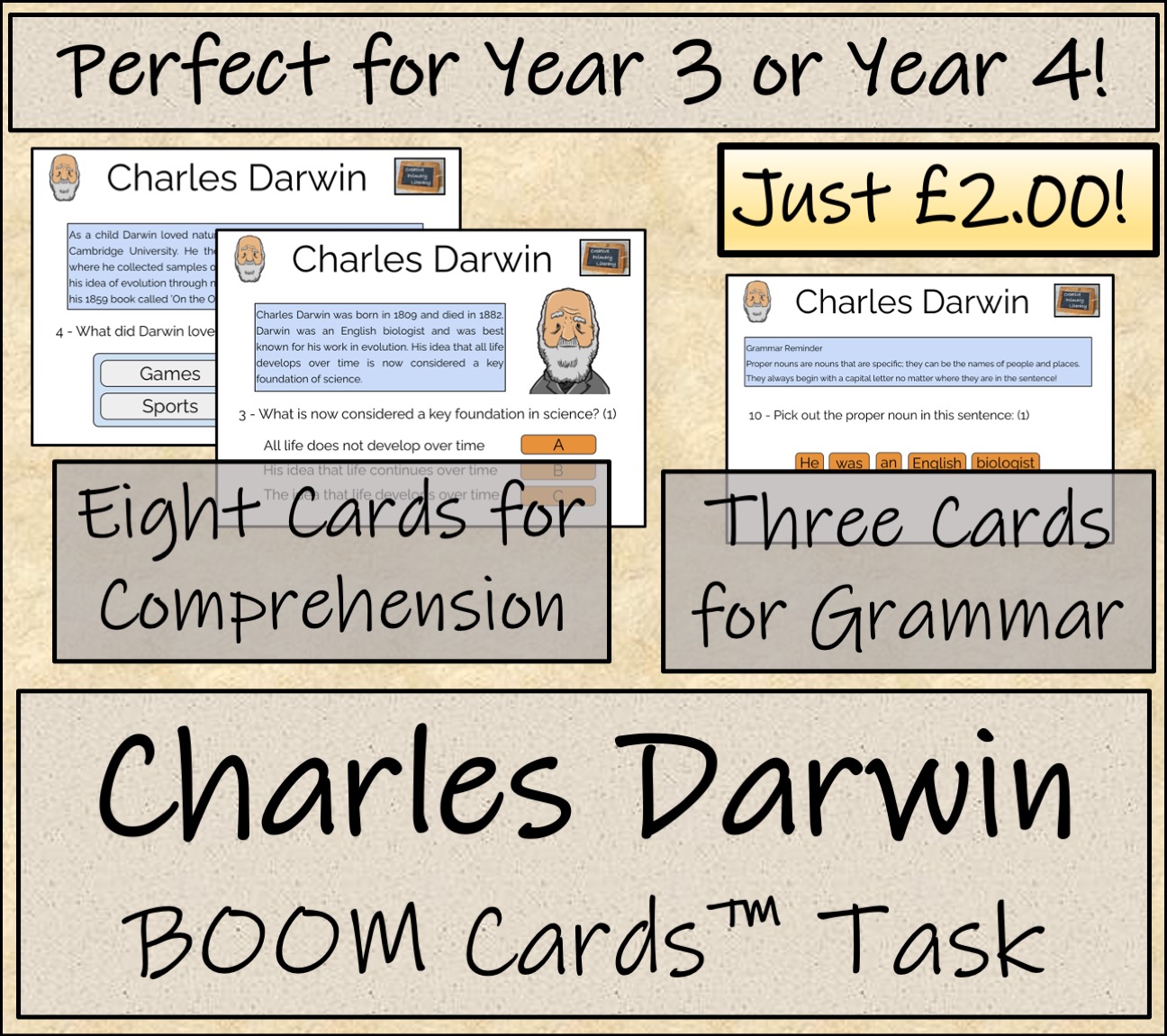 Charles Darwin - LKS2 BOOM Cards™ Comprehension Activity Bundle ...