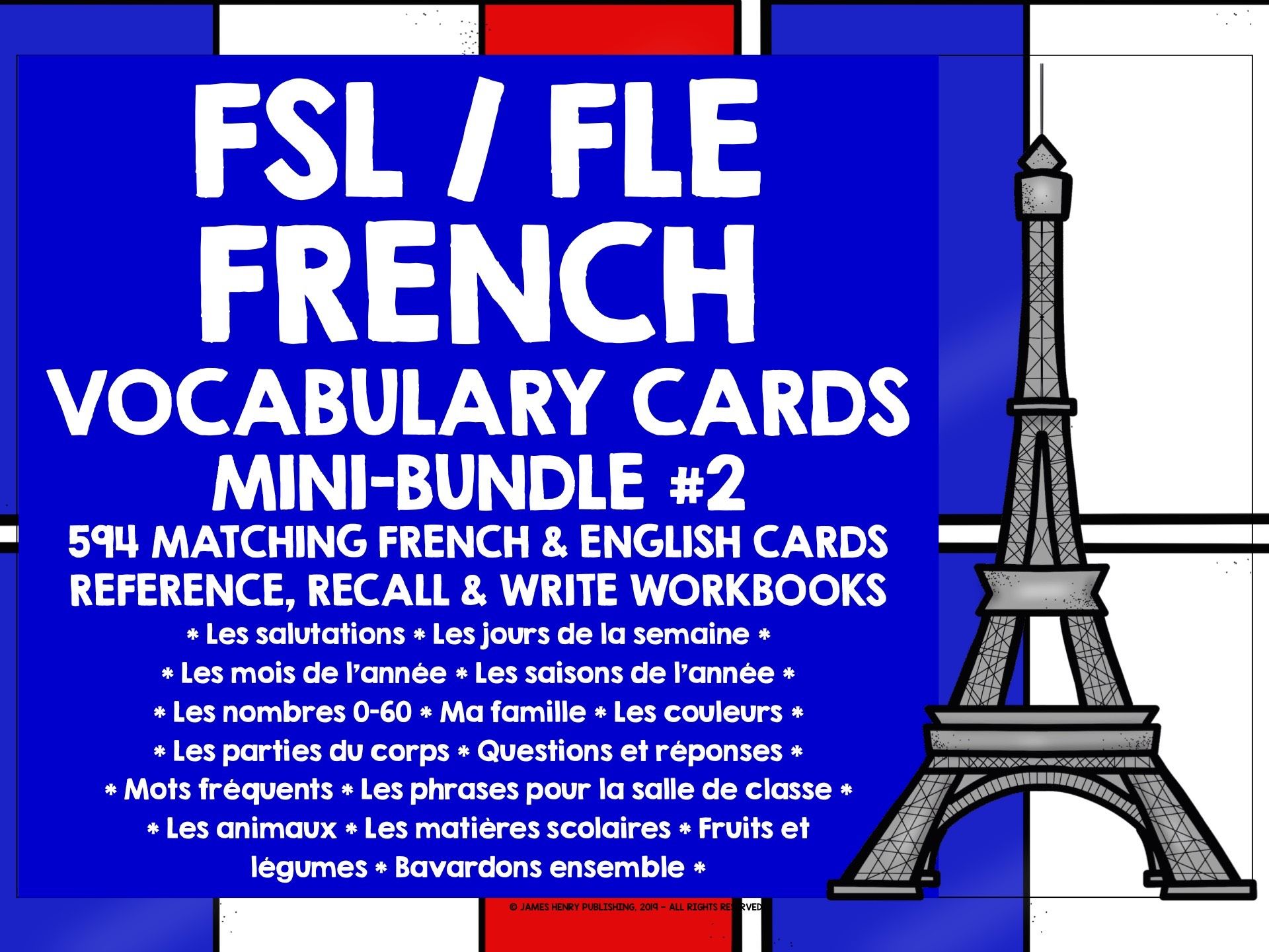 FRENCH VOCABULARY CARDS BUNDLE #2 | Teaching Resources