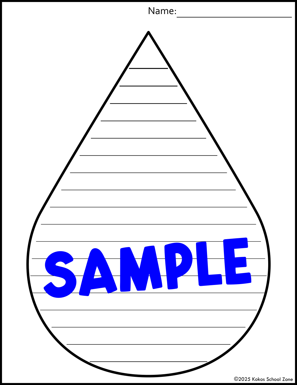 Raindrop Writing Paper Template - Printable - Unlined, with Lines ...