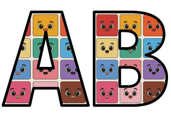 Happy Colors Face Emojis Lettering Set Display Title Letters Numbers ...