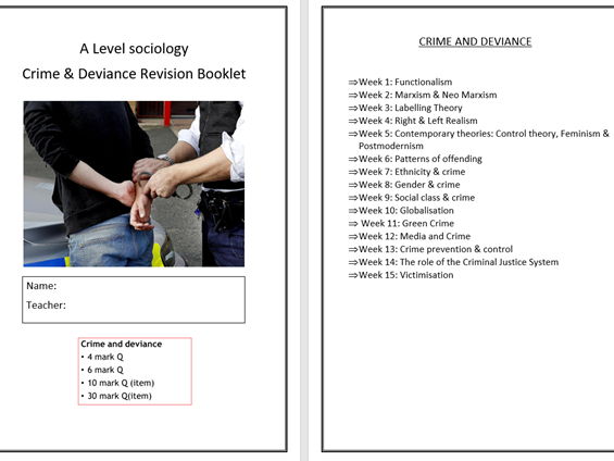 Complete Sociology Crime & Deviance booklets & lesson resources ...