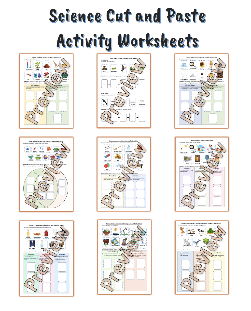 Science Cut and Paste Activities - All in One (Printable PDFs ...