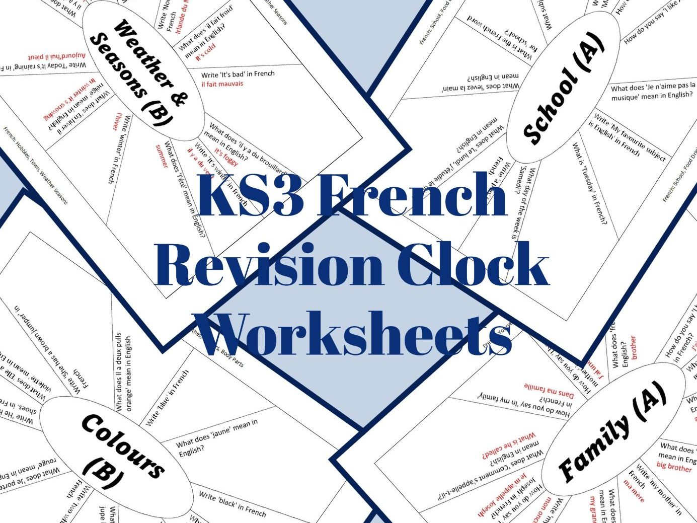 KS3 French Revision Clocks Worksheets | Teaching Resources