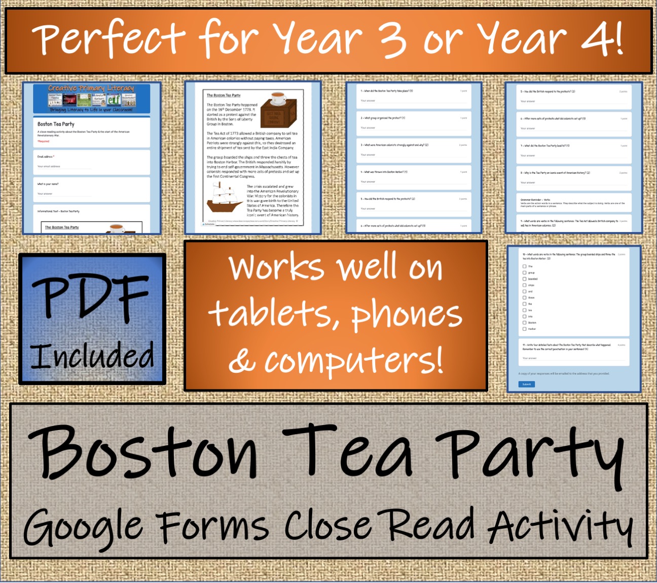 LKS2 Boston Tea Party Reading Comprehension Activity | Digital & Print ...