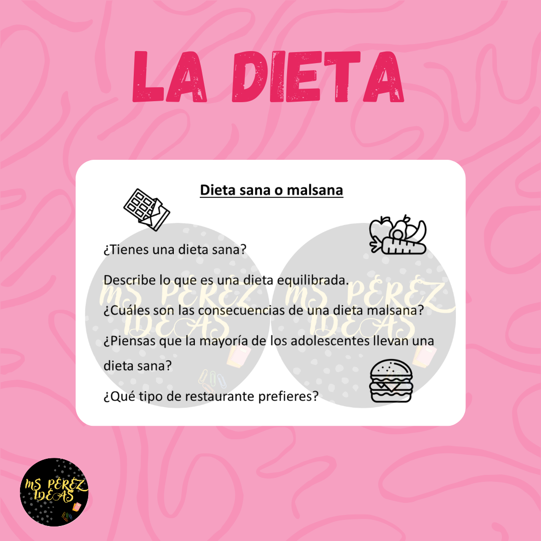 La dieta - Speaking (Dieta sana o malsana) | Teaching Resources