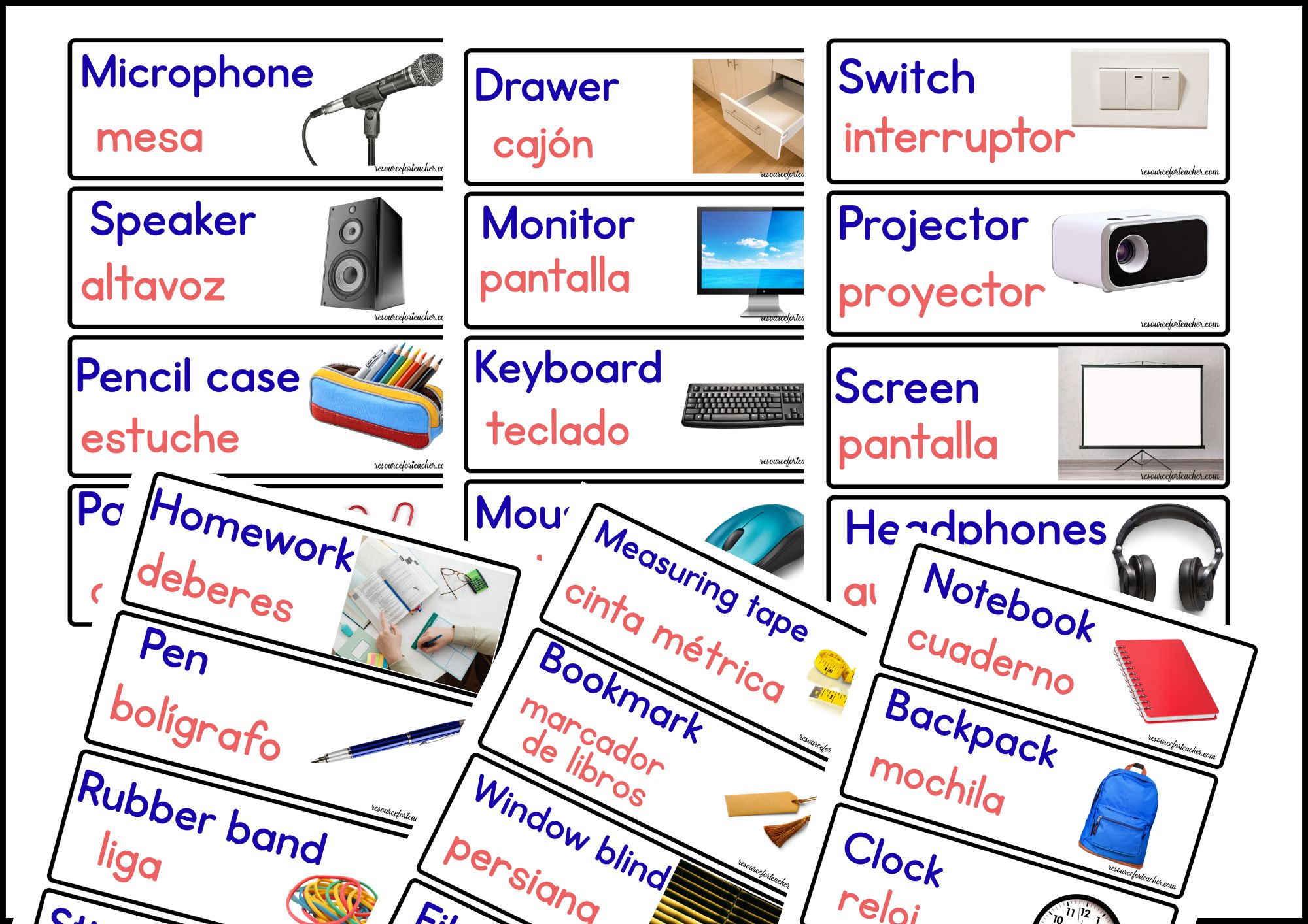 Classroom Supply Labels Real Pictures | Bilingual | Spanish and English ...