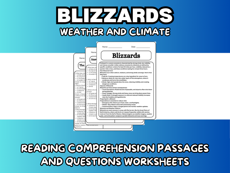 Blizzards - Weather and Climate Reading Comprehension Passages ...