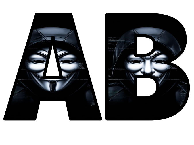 Anonymous Hacking Guy Fawkes Lettering Set Display Title Letters ...