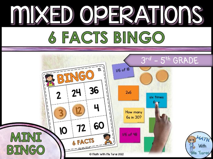 Multiplication and Division Fact Fluency Mini Bingo | 6 Facts ...