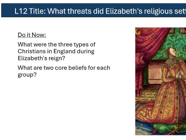 GCSE AQA History Elizabethan England, 1568-1603 3.2 - Puritans and ...