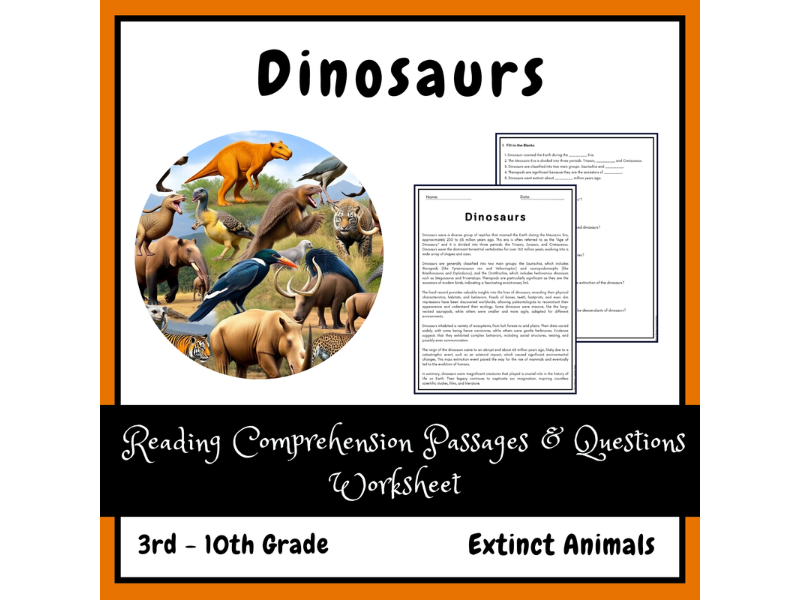 Dinosaurs Reading Comprehension Passages & Questions Worksheets ...
