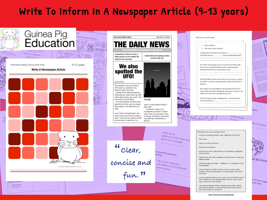 Practise Writing To Inform In A Newspaper Article (9-14 years ...