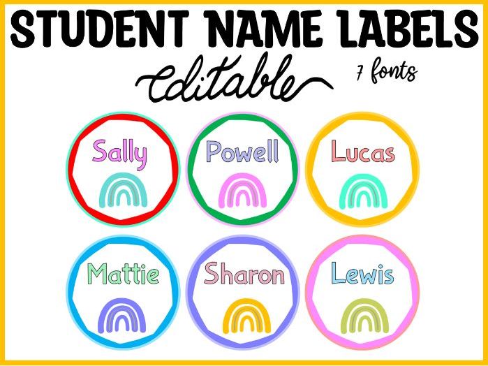 Printable Colorful Rainbow Student Name Labels, Rainbow Classroom ...