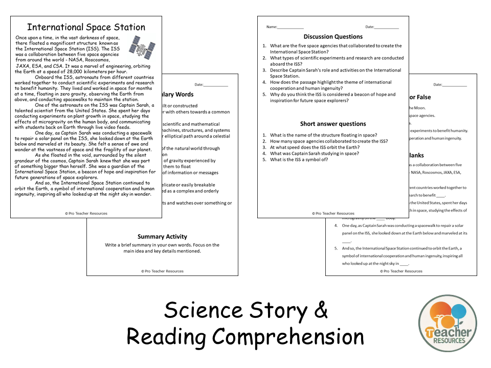 International Space Station Reading Science Story Comprehension ...